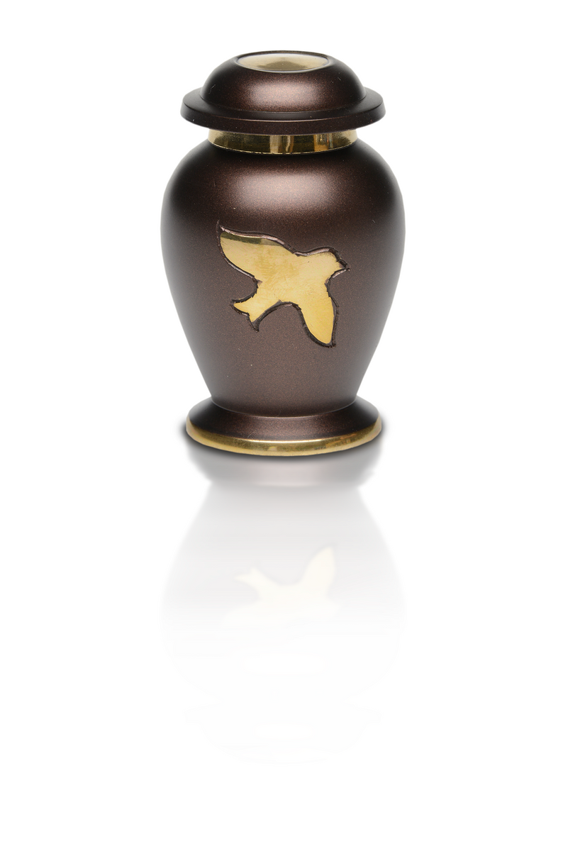Bird in Flight Brass Keepsake Urn – Memorial Store